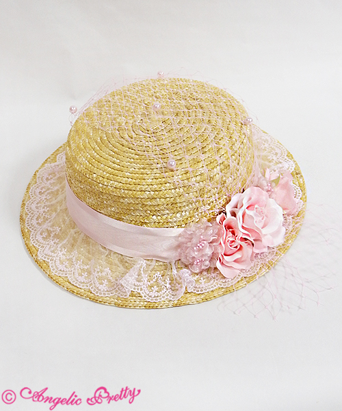Sweet Rose Straw Hat by Angelic Pretty