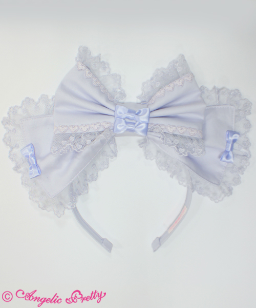 Love Heart Ribbon Head Bow by Angelic Pretty