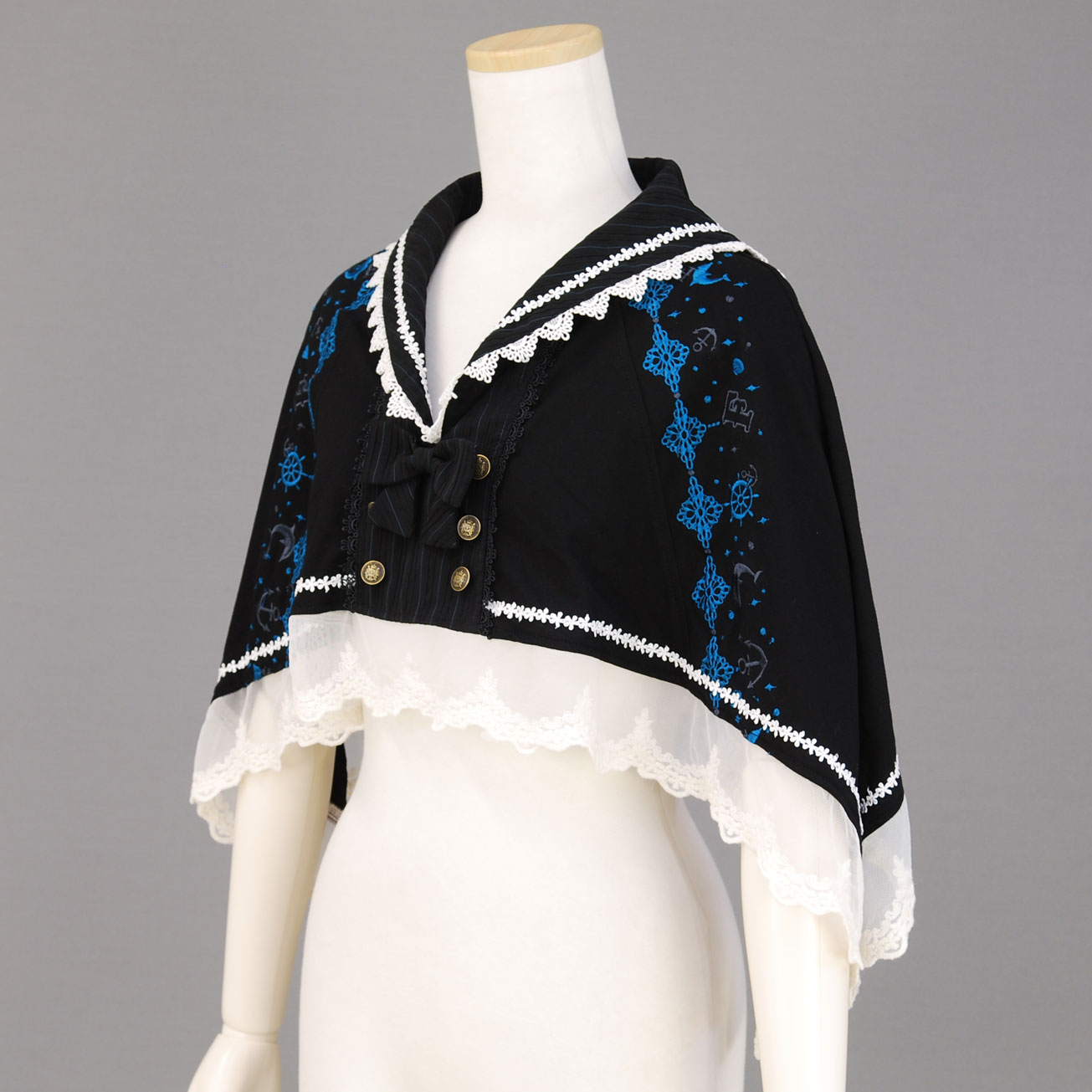 FRILL Marine Blue Sailor Cape by h. Naoto